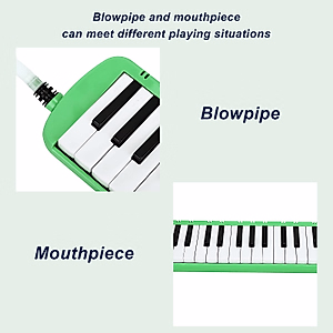 37 Keys Melodica Air Piano Keyboard Pianica Wind Musical Instrument for Beginner Professional Training(green)