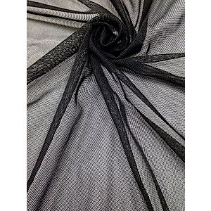 Small Micro Hole See Through Stretch Nylon Spandex Mesh Power Net Fabric (Black)