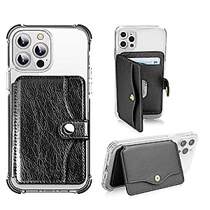 通用 Phone Wallet Stick on, Credit Card Holder for Cell Phone and Phone Card Holder Stick on for Back of Phone or Phone Case (Black)