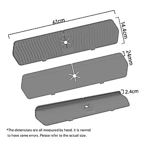AMLETBH Silicone Sink Faucet Pad, Drip Protector Splash Countertop Protection, Kitchen Faucet Sink Splash Guard, Bathroom Faucet Water Catcher Mat, Sink Draining Pad Behind Faucet (L, Grey), Gray
