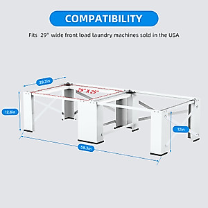 2 in 1 Washer Dryer Pedestals 29" - Laundry Pedestal for Washer and Dryer Stand, Steel Washing Machine Stand Raiser, Compatible with Most 4.8-5.3 cu. ft. Capacity Washer White