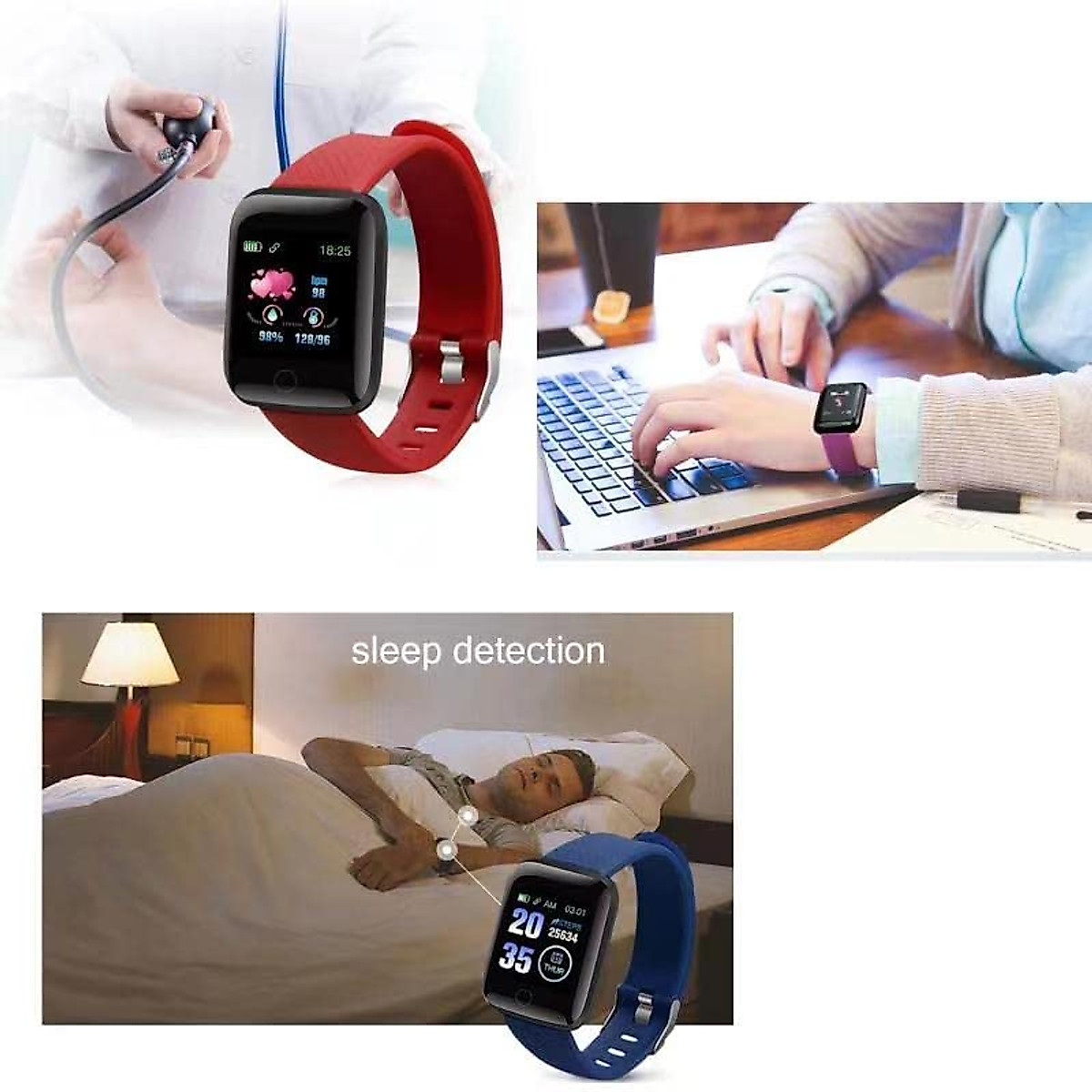 Fitness Tracker Smart Watch for Android iOS Phones,Smart-Watches Fit Watch for Man Women，1.3Inch(Light Black)