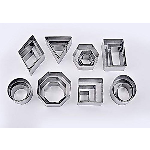 SurgeHai Geometric Shape Cutters Mini Cutters Including Hexagon, Square, Circle, Oval, Diamond Molds for Fondant, Clay–Stainless Steel, 24 Pcs Set