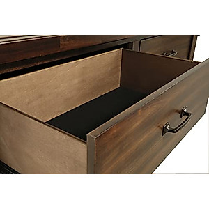 Signature Design by Ashley Lakeleigh Rustic Industrial 7 Drawer Dresser, Dark Brown