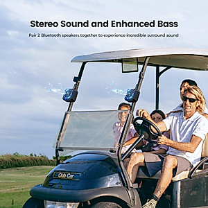CHIFENCHY 2 Packs Golf Speaker with Magnetic, Portable Loud Stereo Sound for Golf Cart 24H Playtime, TWS Pairing, Golf Gifts for Men, Rugged Outdoor/Shockproof/Waterproof Wireless Speaker
