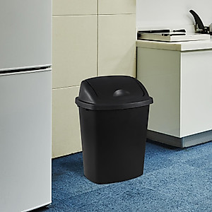 Farmoon Kitchen Garbage Cans with Swing Lid, 4 Packs, 25 L Plastic Trash Can Waste Basket, Black