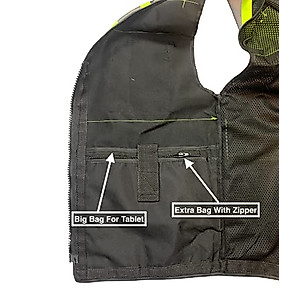 Vero1992 (C) Vest Mens Class 2 Black Series Safety Vest With Zipper and Utility Pockets Premium Black Series Surveyors Vest (Medium, Black)