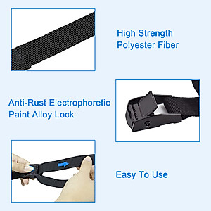 RIO Direct 2PCS Tie Down Straps, Heavy Duty Lashing Straps Adjustable Cam Buckle Tie-Down Straps for Motorcycle, Cargo, Trucks,Trailer,Luggage- 9.8' x 1" Black