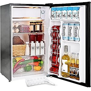 EUHOMY 3.2 Cu.Ft Mini Fridge with Freezer, Single Door Compact Refrigerator, LED light, Adjustable Thermostat, Mini Refrigerator Energy Saving, Mini fridge for Bedroom, Dorm, Office, Black