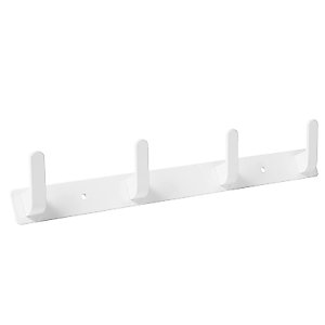 ninegridisland 4 Hooks White Towel Hooks for Bathrooms Farmhouse White Wall Mounted Hooks for Coat Rack Hooks Adhesive Bath Robe Hooks Stick on Wall Hook Rack Hat Key Hook for Hanging Bath Towel Hook
