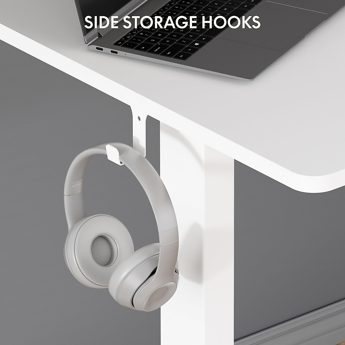 FLEXISPOT EN1 One-Piece Standing Desk 48 x 24 Inches Height Adjustable Desk Electric Sit Stand Up Desk Home Office Desks Computer Workstation (White Frame + White Desktop)