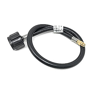 1/4 male Inverted Flare x QCC1 ACME Pig Tail Propane Hose 2 FT 350PSI [948-753] High Pressure With Flow control shut off at Over 80,000 BTU's