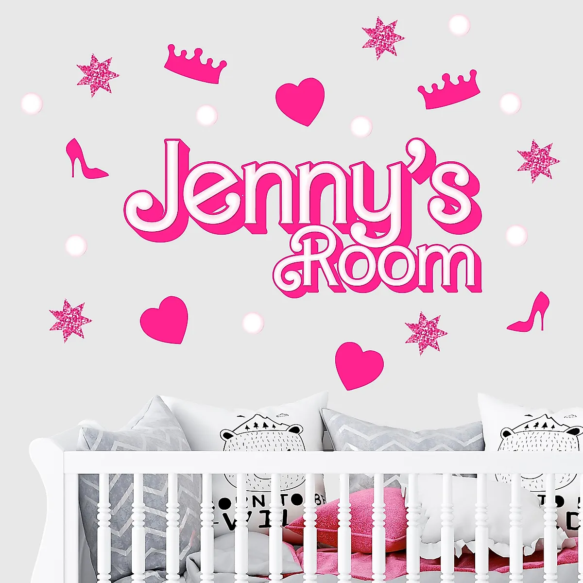 Iconic Style Personalized Wall Decor - Hot Pink Wall Decals Peel and Stick - Perfect Accessories for Women Party - Ideal for Bedroom Decor - Loved by Kids, Girls, Women