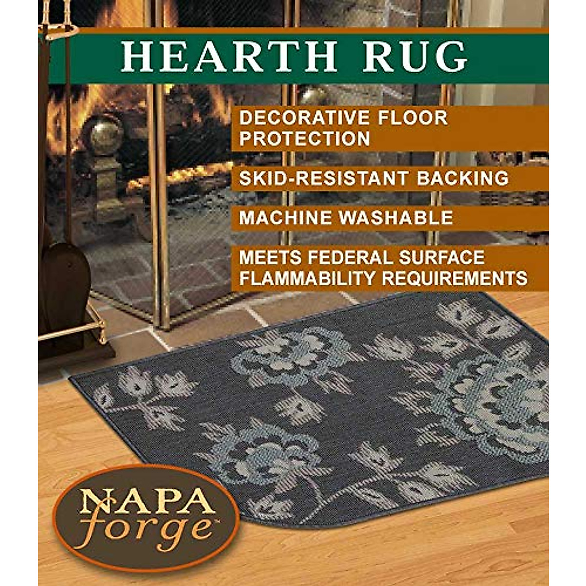 Pilgrim Home and Hearth Pilgrim Fireplace Hearth Rug, 35" x 22", Beautiful