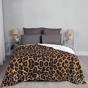 Leopard Print Fleece Blanket Soft Throw Blankets Bedding Lightweight Microfiber Fuzzy Warm Blankets for Couch Bed