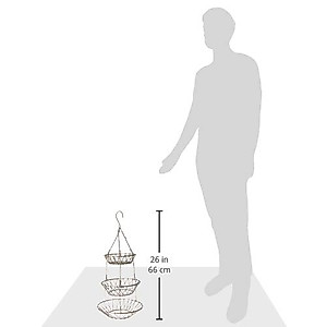 DII Metal Kitchen Storage Collection Farmhouse Stand 3-Tier Hanging Fruit Basket, Satin Nickel