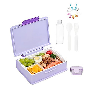 FOOYOO Bento Box Adult Lunch Box, Bento Box for Kids, 3 Compartment 1050ML Leak-Proof Bento Lunch Box for Kids, BPA-Free, Freezer, Dishwasher and Microwavable Safe (Purple)