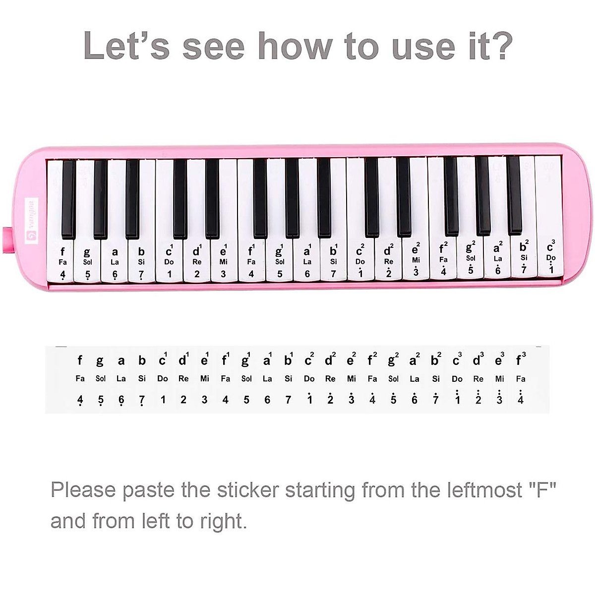 Vangoa 32 Key Melodica, Musical Instrument Air Piano Keyboard, Melodicas with Carrying Bag, Double Mouthpieces, Wipe Cloth, Key Stickers, Long Tubes (Pink)