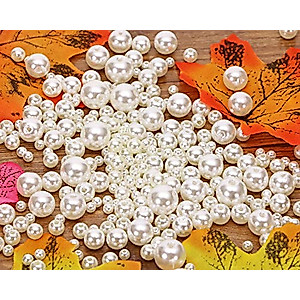 Shapenty 4mm 6mm 8mm 10mm 12mm White Round Pearls Beads Loose Spacer Beads for DIY Craft Necklaces Bracelets Earrings Rings Choker Jewelry Making and Dress Shirt Sweater Decorating Repairing, 380PCS