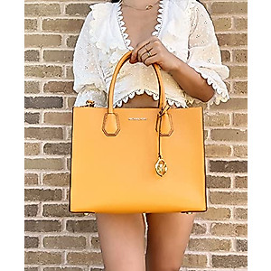 Michael Kors Mercer Large Pebbled Leather Convertible Tote Honeycomb Yellow