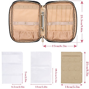 Jewelry Travel Organizer Case, Clear Jewelry Storage Book Ring Binder with Pockets, Lightweight Jewelry Bags Booklet Small Zipper Pouch Bag for Necklaces Earrings Rings Bracelets, Black