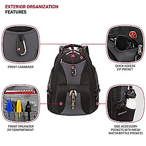 SwissGear 1900 Scansmart TSA 17-Inch Laptop Backpack, Gray/Black