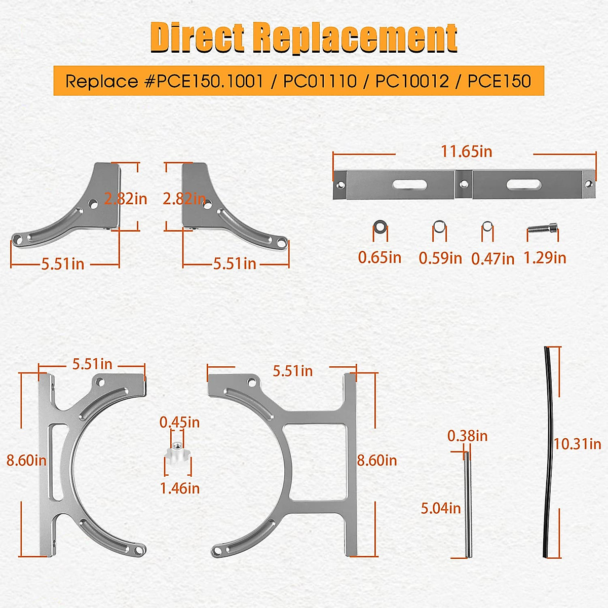 PCE150.1001 Nitrous Oxide Nos Aluminum Single Bottle Holder Bracket for All Vehicles with 10lb Bottles, or Bottles in 7" Diameter, Replace for Part Number PC01110, PC10012, PCE150