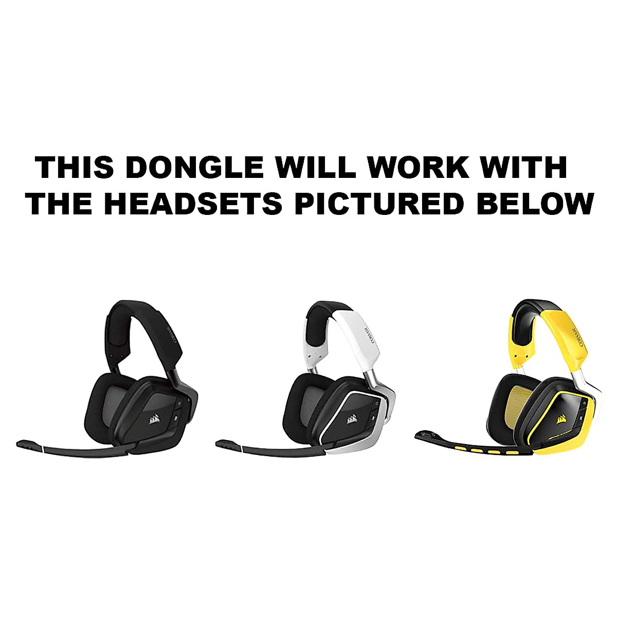 Corsair Void Pro RGB Elite Wireless Headset Replacement USB Dongle Transceiver Receiver CA-8910032 (Gray/Black)