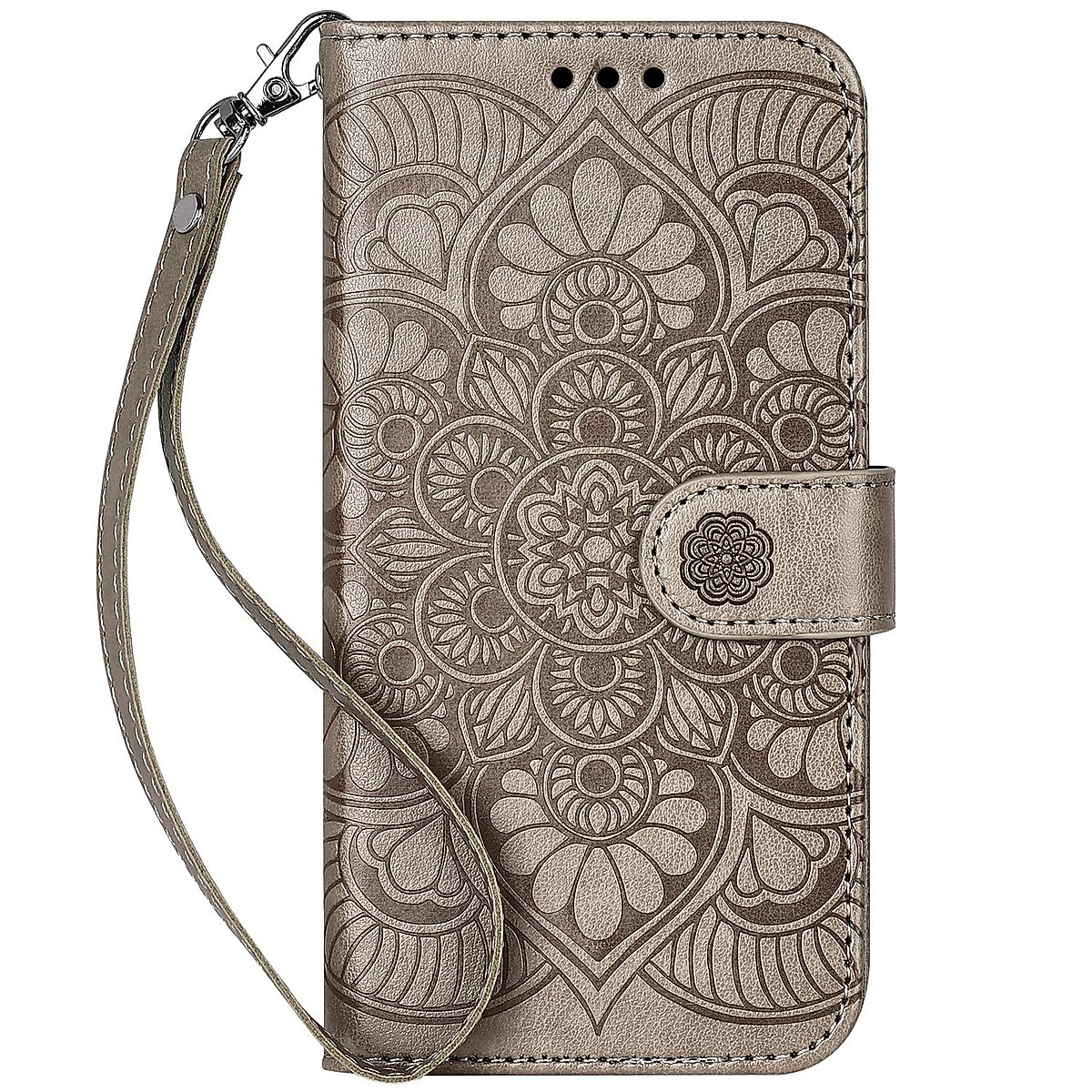 Ateeky iPhone 15 Wallet Case,[Stand Feature] Protective PU Leather Flip Cover with Credit Card Slot [Magnetic Closure] for iPhone 15 (Gray)