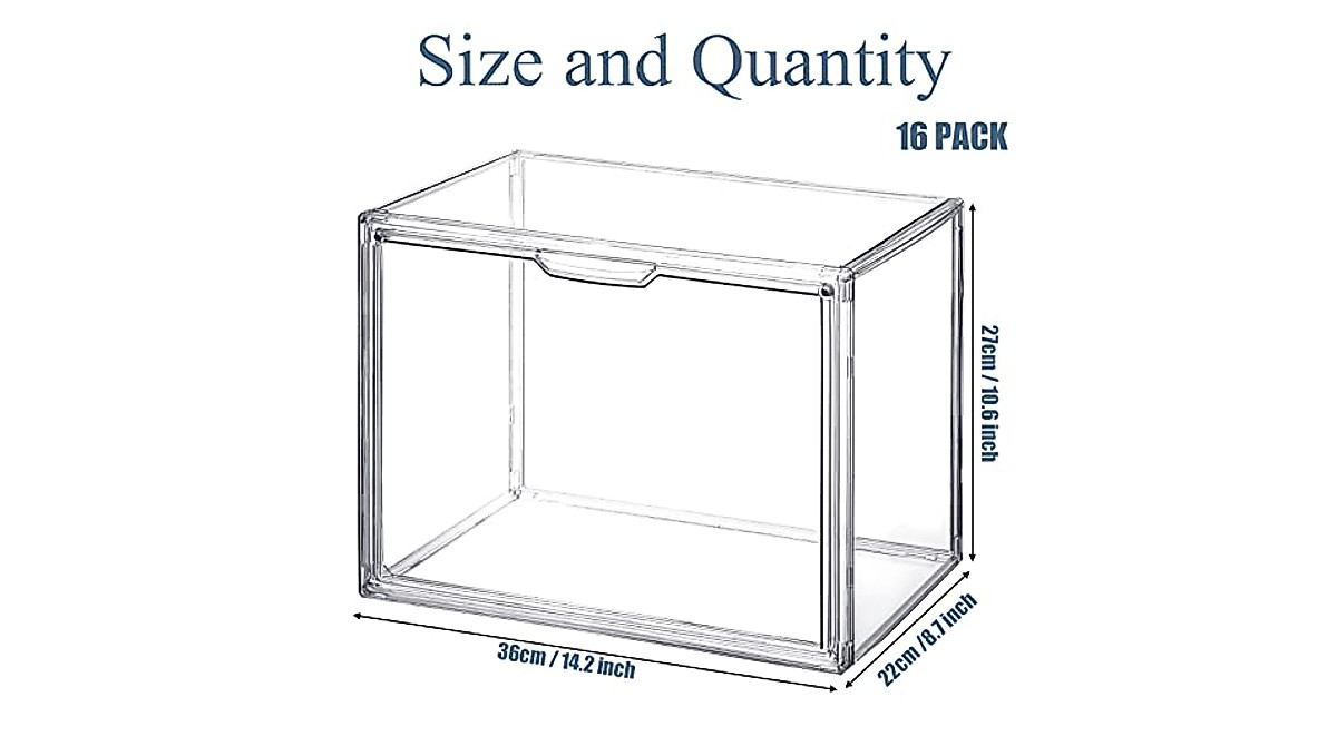 Acrylic Display Cases 8-Pack - Clear, Stackable & Magnetic Doors