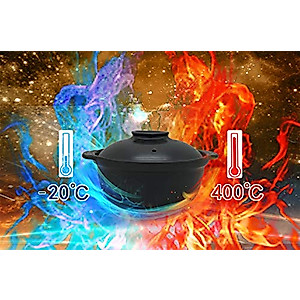 Premium Ceramic Black Casserole Clay Pot with Lid,For Cooking Hot Pot Dolsot Bibimbap and Soup