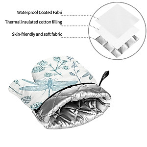 Dragonfly Oven Mitts and Pot Holders Sets,Washable Heat Resistant Kitchen Non-Slip Printed Grip Oven Gloves for Microwave BBQ Cooking Baking Grilling
