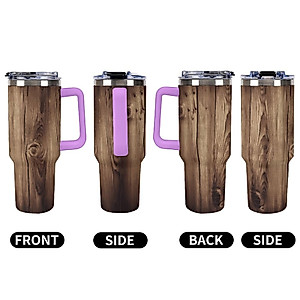 WYUSPGK 40oz Stainless Steel Car Mug, Wood Grain Print Travel Mug, Double-Wall Insulated with Straw, Perfect for Car, Office, Outdoor