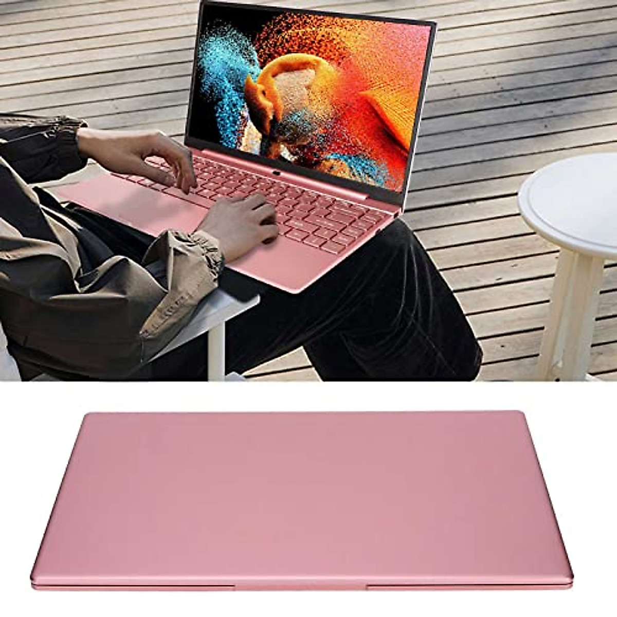 Shanrya 14 inch Ultrathin Office Notebook with Pink IPS HD Digital Screen with Backlit touchpad