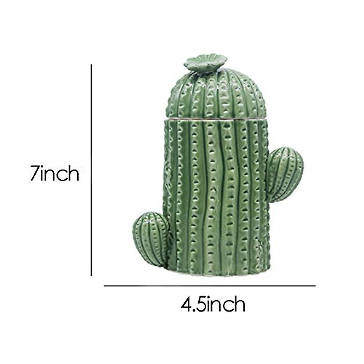 Ceramic Relief Cactus Shape Candy Dish Snack Food Storage Jar with Lid