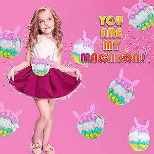 Pop It Purse Pop It Bag Kids Gifts Pop Purse Fidgets Toys Pop It Purse for Girls Pop Fidget Purse Mini Rabbit Shoulder Bag (Macaron)