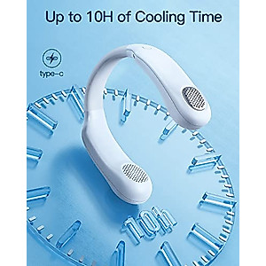 RANVOO [Lightweight but Powerful] Portable Neck Fan, Cooling Travel Fan, Hands-Free Ultra Lightweight Quier Bladeless Battery Operated Rechargeable For Outdoor Indoor Women Kids Men-White