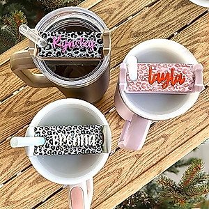 Personalized Colorful Leopard Tumbler Name Tag 40oz 30oz, Tumbler 40oz Personalized ID Tags, Custom Name Colorful Tags for Tumbler Cup Lids Name Plate
