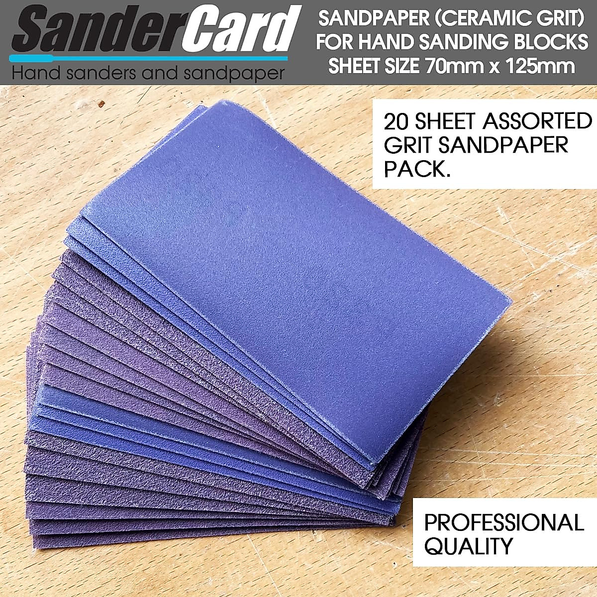 20 Sanding Paper Sheets for Hand Sanding Blocks, 125mm x 70mm (4.9'' x 2.8''), Loop Backed, Sandpaper for Wood, Metal & Paint. Assorted Grit Fine, Medium & Course P120 P180 P240 P320, Wet & Dry, 20pc