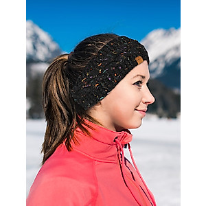 KUTTOR 2 Pack Fuzzy Fleece Headband Fleece Lined Ear Warmer Knit Thick Warm Headwraps Cable Knit Headband