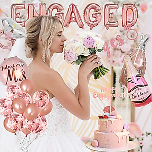 Engaged Balloons Engagement Party Decorations - She Said Yes Banner Engagement Ring Foil Balloon Just Engaged Soon To Be Future Mrs And Mr Party Supplies For Bridal Shower Wedding Valentine's Day