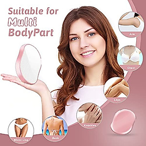 Crystal Hair Eraser, Magic Hair Eraser for Women and Men, Crystal Hair Remover Painless Exfoliation, Hair Removal Tool for Arms Legs and Back, Portable Mild Hair Remover, Reusable & Washable（Pink）