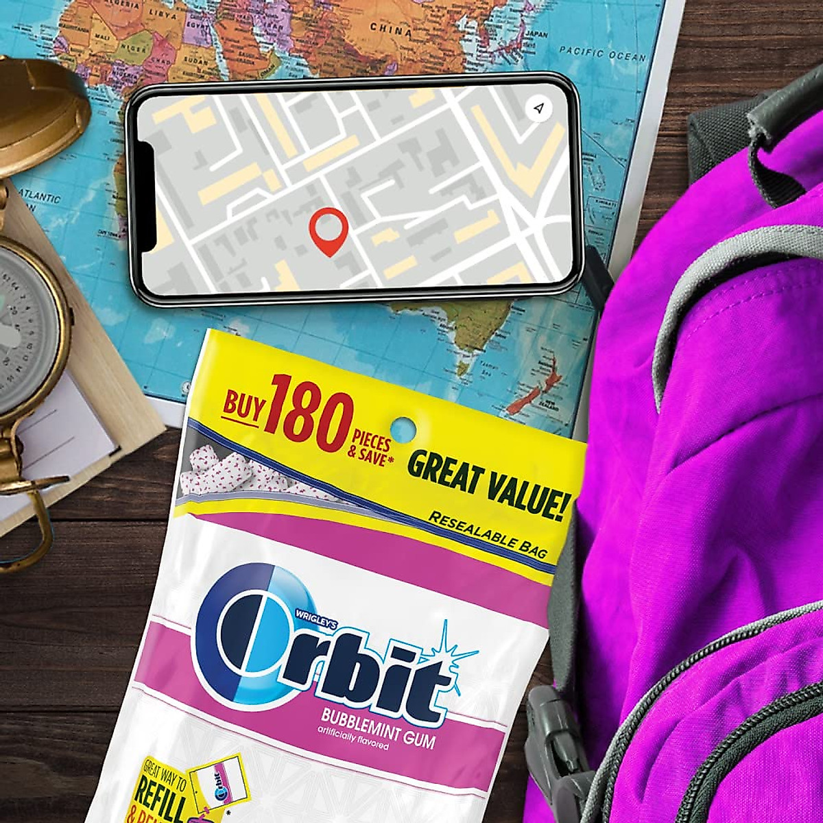 ORBIT Gum Bubblemint Sugar Free Chewing Gum Bulk Pack, 180 ct Bag