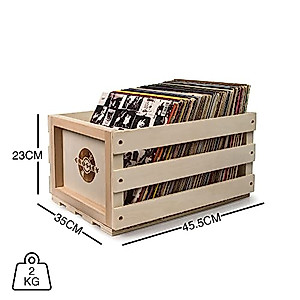 Crosley AC1004A-NA Record Storage Crate Holds up to 75 Albums, Natural