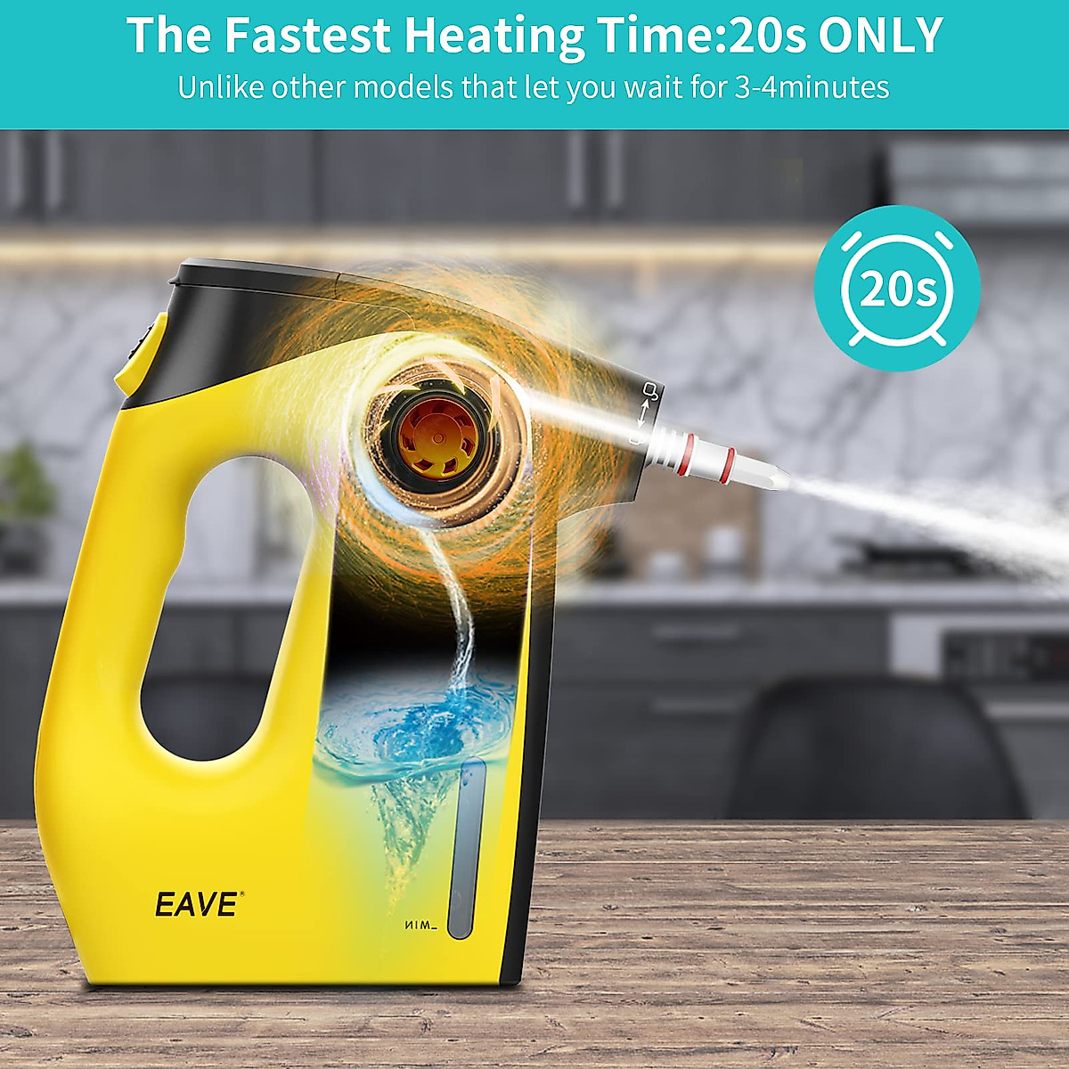 Handheld Steam Cleaner for Home Use, Fast Heat, Limitless Use Time, with Lock Button & Full Accessory Set, Portable & Hand Held, Pressurized Steamer for Cleaning Car, Tile Grout, Upholstery, Furniture