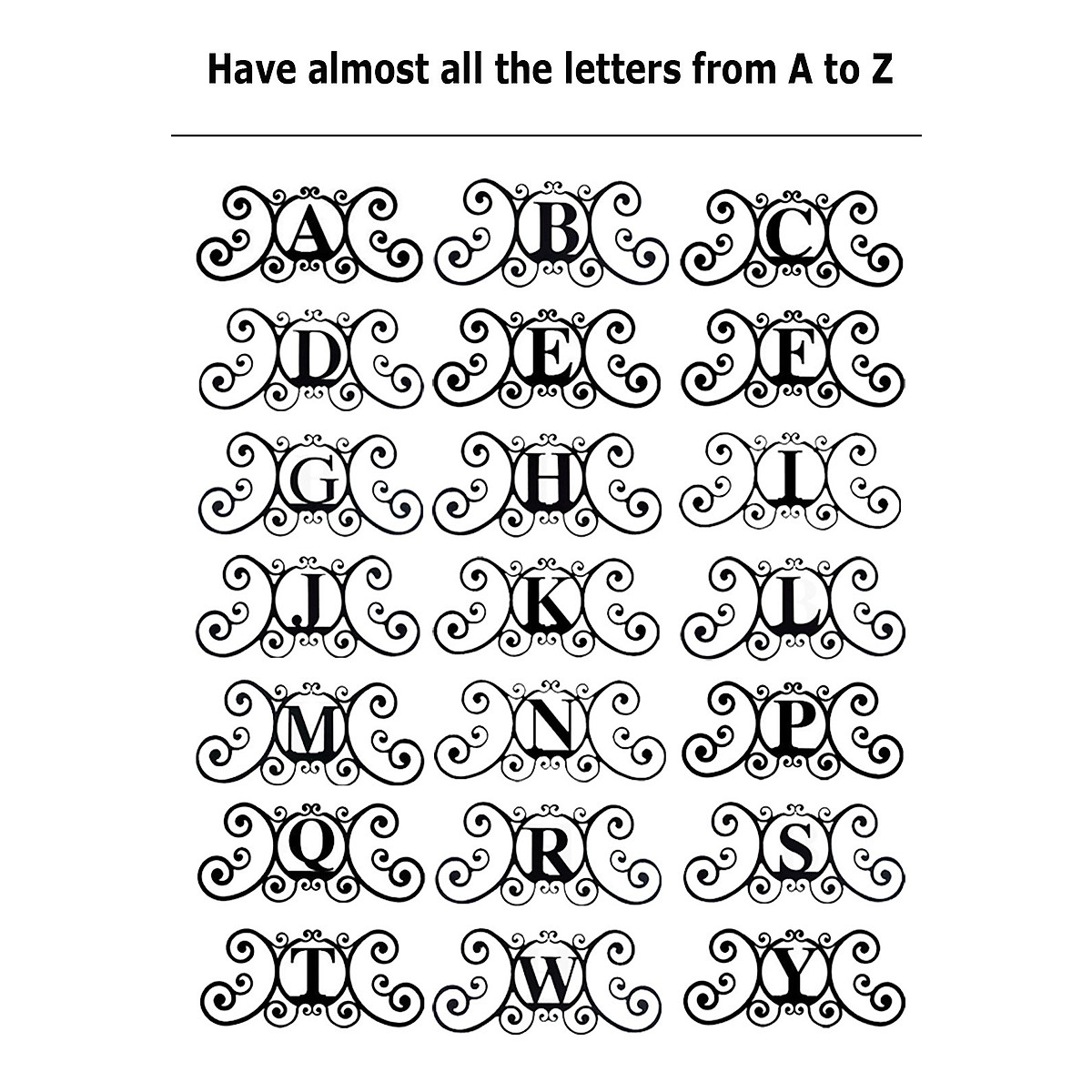 24 Inch House Plaque Letter - Wrought Iron Metal Scrolled Monogram Initial Letter Home Door Wall Hanging Art Decor Family Name Last Name Letter Sign (H, 24 x 11 inches,Thick 2mm) Christmas Gift