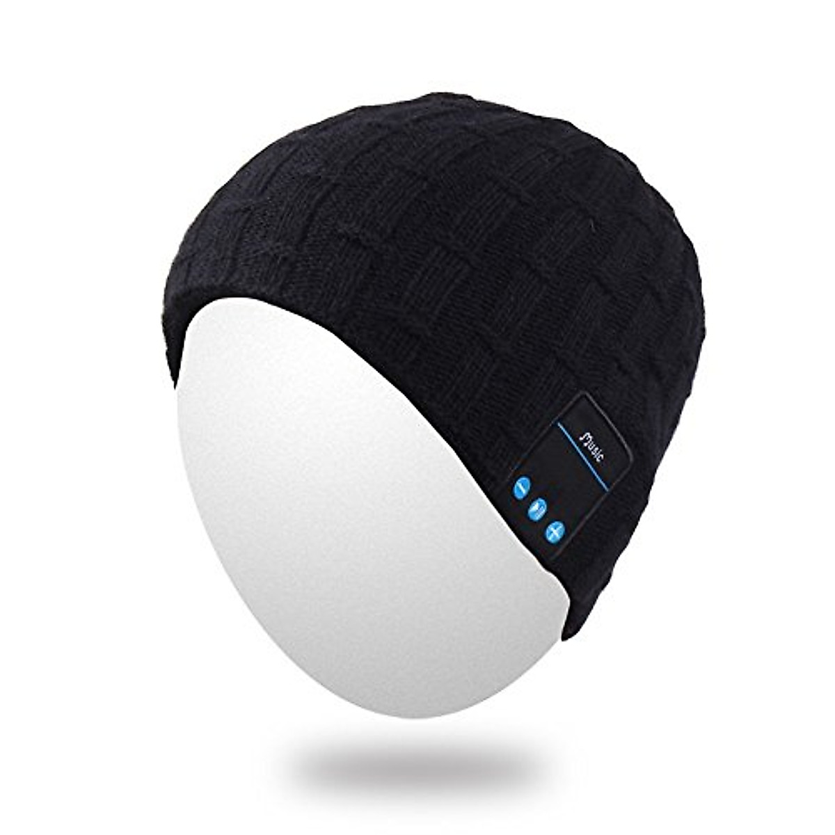 Rotibox Washable Winter Men Women Hat Bluetooth Beanie Running Cap w/Wireless Stereo Headphones Mic Hands Free Rechargeable Battery for Cell Phones,iPhone, iPad, Android,Laptops,Tablets,Gifts - Black