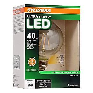 LEDVANCE 74333 Sylvania Ultra LED G25 Filament Light Bulb-Dimmable-40W Equivalent 2700K-Medium Base, Dimmable Soft White-(2700K)