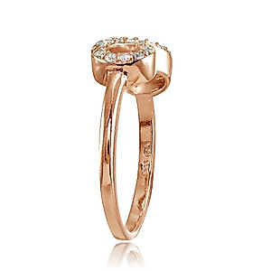 Hoops & Loops Rose Gold Flash Sterling Silver CZ Cubic Zirconia Infinity Eternity Ring, Size 5