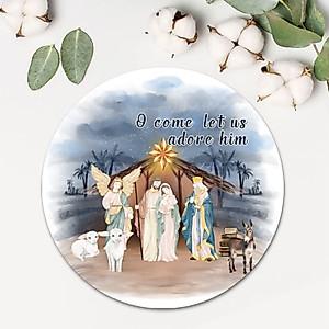 1.5 Inch Christmas Stickers 100 Pieces Happy New Year Holiday Stickers Religious Christian Nativity Scene Stickers Cute Round Label Stickers Decoration for Xmas Party Favors Card Envelopes